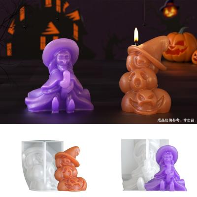 China DIY Halloween Witch Pumpkin Ghost Candle Silicone Mold Aromatherapy Gypsum Pendant Dropping Mold for sale