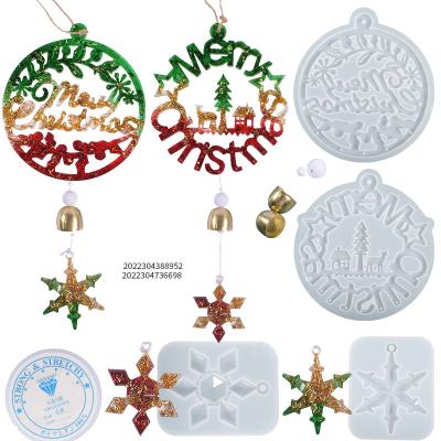 China DIY crystal dropper rubber wind chime mold, reindeer snowflake Christmas English big listing silicone mold for sale