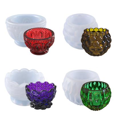 China DIY crystal dropper mold creative candle succulent potted plant relief bowl silicone mold spot wholesale for sale