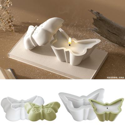 China Ins Wind Butterfly Storage Can Dropping Mold DIY Aromatherapy Candle Cup Gypsum Platform Silicone Mold for sale