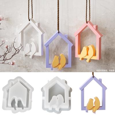 China DIY crystal dropper resin mirror house, bird hanging, gypsum ornaments hanging, silicone mold for sale