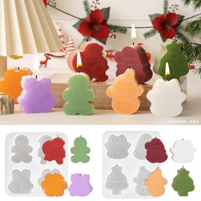China DIY Drip Glue Matte Elk Snowman Old Man Bell Christmas Tree Aromatherapy Gypsum Candle Pendant Silicone Mold for sale