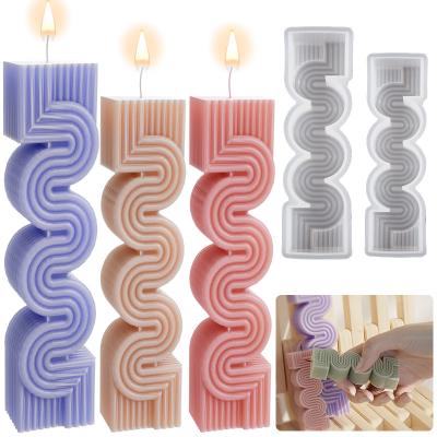 China S-shaped geometric line candle mold wave column DIY handmade soap silicone mold candle aromatherapy ornament for sale