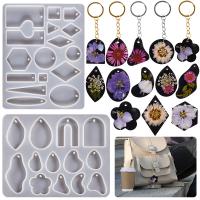 China DIY crystal drop resin earrings pendant, silicone mold, irregular triangle, elliptical center, connected pendant for sale