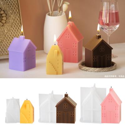 China Dropping resin 3D three-dimensional house decoration grinding DIY aromatherapy gypsum candle smoke window house silicone mold for sale