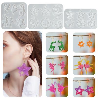 China Dropped Angel Ballet Girl Unicorn Bell Pentagram Christmas Elk Hanging Silicone Mold for sale