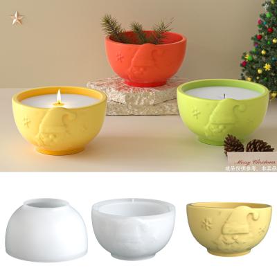 China Hat wearing Santa Claus storage bowl silicone mold DIY aromatherapy gypsum candle cup dropper mold for sale