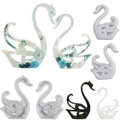 China Crystal Drip Glue DIY Resin Aromatherapy Gypsum Grinding Tools Swan Left and Right Ornament Platform Silicone Mold for sale