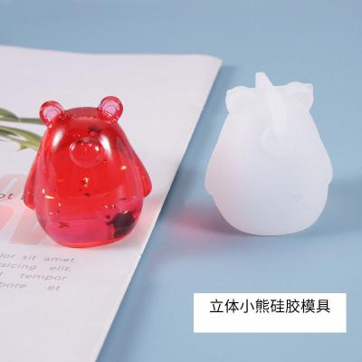China DIY crystal dropper mold, 3D cute cartoon teddy bear, table decoration, mirror silicone mold for sale