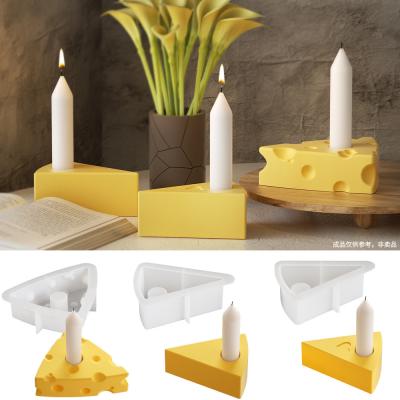 China DIY Crystal Dropping Resin Gypsum Triangle Wave Point Cheese Candle Stand Mold Aromatherapy Candle Base Silicone Mold for sale