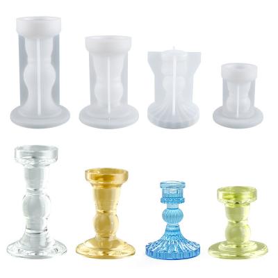 China DIY Crystal Dropping Adhesive Jewelry Grinding Tools Roman Three Dimensional Striped Column Candle Stand Silicone Mold Wholesale for sale