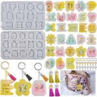 China DIY crystal dropper resin letter symbol quicksand pendant silicone mold mirror keychain pendant for sale