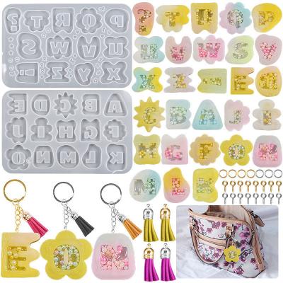 China DIY crystal dropper resin letter symbol quicksand pendant silicone mold mirror keychain pendant for sale