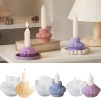 China Crystal drip glue lantern geometric stripe table DIY gypsum fine wax candle holder ornament silicone mold for sale