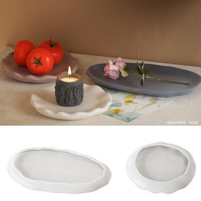 China DIY resin drip glue irregular cloud plate mirror gypsum tray tea cup base jewelry plate silicone mold for sale