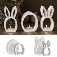 China New Easter Candlestick Silicone Mold DIY Hollow Rabbit Egg Candlestick Base Gypsum Mold for sale