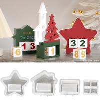 China DIY Christmas Countdown Pendant Mold Dice Five Star House Date Gypsum Dropping Mold for sale