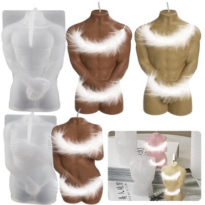 China DIY Dripping Gel Shy Woman Holding Hands Male Simulated Human Body Gypsum Doll Aromatherapy Candle Silicone Mold for sale