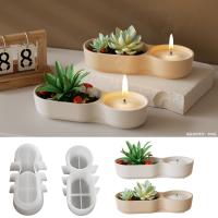 China Drip glue gypsum double mouth flowerpot potted storage box DIY aromatherapy candle cup ornament silicone mold for sale