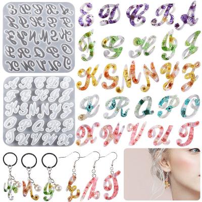 China DIY Crystal Dropping Gel Mirror 26 English Capital Grinding Irregular Letter Earrings Keychain Silicone Mold for sale