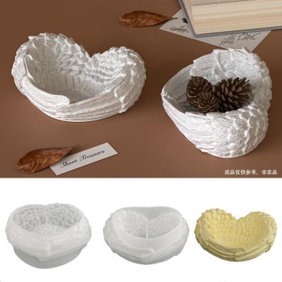 China Aromatherapy gypsum bird wing storage box mold DIY aroma candle cup ornament silicone mold for sale