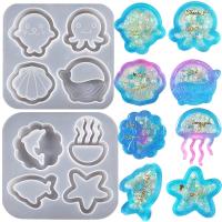 China Drip glue marine animal quicksand pendant silicone mold DIY starfish shell jellyfish keychain pendant for sale