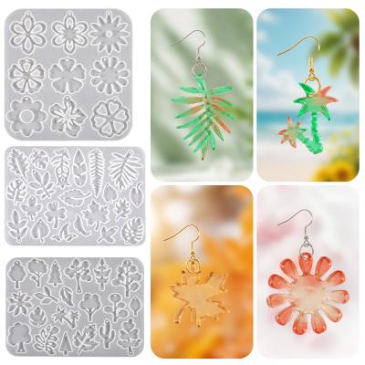 China DIY crystal drop glue flower bouquet flower earring pendant mold flower shaped leaves rose petals hanging decoration silicone mold for sale