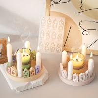 China DIY European style House Gypsum Candlestick Ornament Grinding Tool with Hollow Heart, Leaf, Bird House Silicone Mold Set for sale