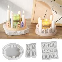 China DIY European style House Gypsum Candlestick Ornament Grinding Tool with Hollow Heart, Leaf, Bird House Silicone Mold Set for sale
