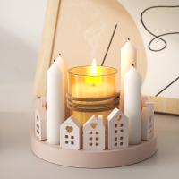 China DIY European style House Gypsum Candlestick Ornament Grinding Tool with Hollow Heart, Leaf, Bird House Silicone Mold Set for sale