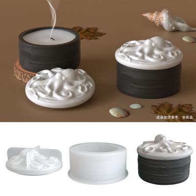 China Dropping resin octopus storage jar ornament DIY aromatherapy gypsum octopus candle cup silicone mold for sale