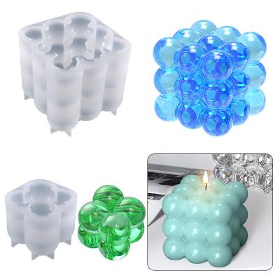 China DIY Square Sphere Magic Cube Candle Table Decoration Crystal Dropping Silicone Mold for sale