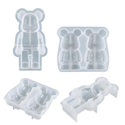 China DIY Crystal Dropping Glue Aromatherapy Gypsum Candle Grinding Tool Cute Violent Bear Semi Three Dimensional Silicone Mold for sale