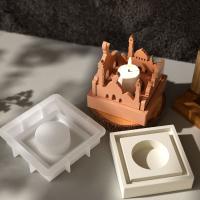 China DIY Easter Festival Creative Gypsum Castle Candle Base Aromatherapy House Candlestick Silicone Mold for sale