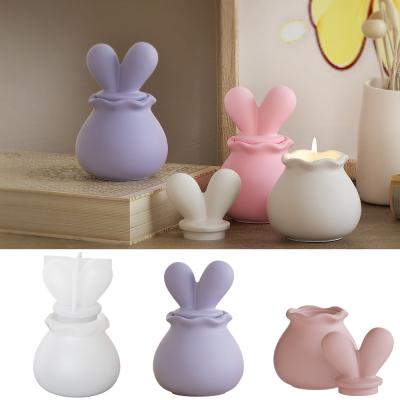 China DIY crystal dropper rabbit ear cover lace storage box storage can gypsum candle cup silicone mold for sale
