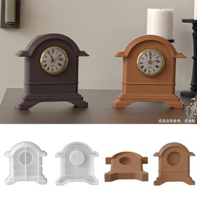 China Popular Roman Time Clock Dropping Mold DIY European Creative Roman Seat Clock Silicone Mold for sale