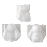 China Easter Prayer Big Ear Rabbit Candlestick Silicone Mold DIY Aromatherapy Gypsum Candlestick Base Dropping Mold for sale