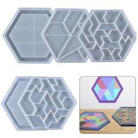 China DIY crystal drop glue mold hexagonal tangram puzzle home decoration silicone mold wholesale for sale