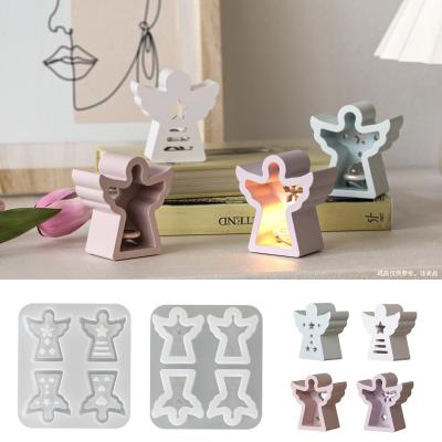 China 4-in-a-row Angel Atmosphere Lamp Silicone Mold Angel Pendant Dropping Glue Jewelry Pendant Aromatherapy Gypsum Mold for sale