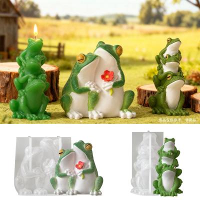 China Easter Candle Silicone Mold Stacking Three Frogs and Two Frogs Candle Ornament Gypsum Mold for sale