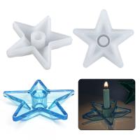 China DIY Crystal Dropping Glue Aromatherapy Candle Grinding Tool Semi Three Dimensional Five Star Candlestick Silicone Mold for sale