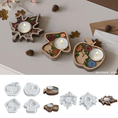 China DIY Aromatherapy Gypsum Maple Leaf Mushroom Apple Relief Pattern Candlestick Pendulum Silicone Mold for sale