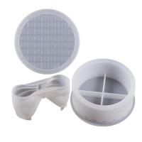 China DIY Crystal Dropping Resin Gypsum Leather Pattern Grid Bow Storage Box Jewelry Platform Silicone Mold for sale