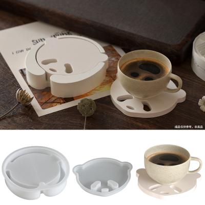 China DIY Bear Cup Mat Storage Base Dropping Mold Aromatherapy Gypsum Cement Pendant Silicone Mold for sale