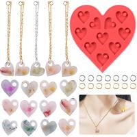 China Drip glue DIY resin perforated heart-shaped pendant earrings silicone mold love Valentine's Day chocolate grinder for sale