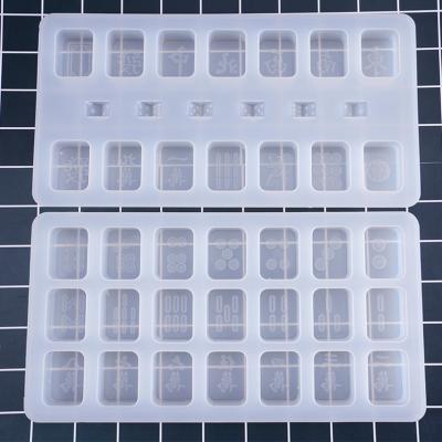 China DIY Crystal Dropping Silicone Mahjong Mold High Mirror Creative All Color Thirteen piece Mahjong Silicone Mold for sale