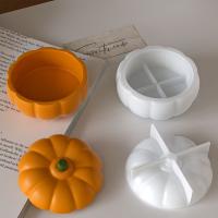 China Halloween Simple Dropping Plaster Pumpkin Storage Box Silicone Mold DIY Aromatherapy Candle Cup Mold for sale