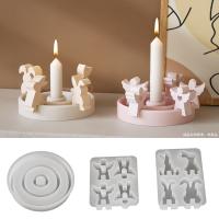 China Easter 4 Rabbit Plug in Platform Mold DIY Aromatherapy Gypsum 4 Angel Candlestick Silicone Mold for sale