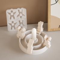 China Easter 4 Rabbit Plug in Platform Mold DIY Aromatherapy Gypsum 4 Angel Candlestick Silicone Mold for sale