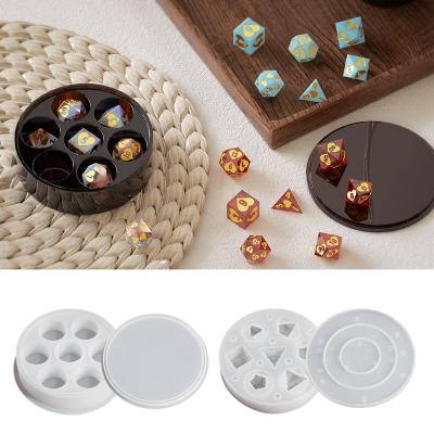 China Large dice seven piece set Valentine's Day game box DIY drip glue dice keychain board game silicone mold for sale